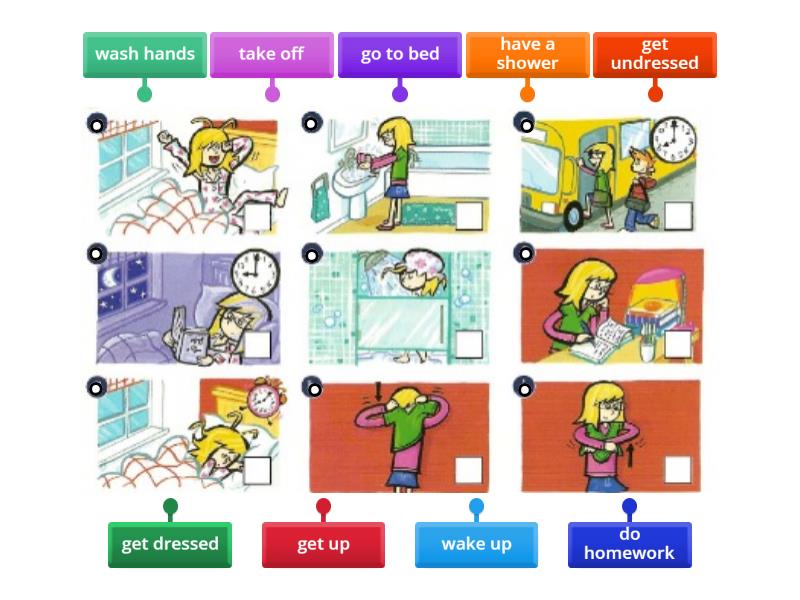 Kid's box 3 (unit 3, daily routine) - Diagrama con etiquetas