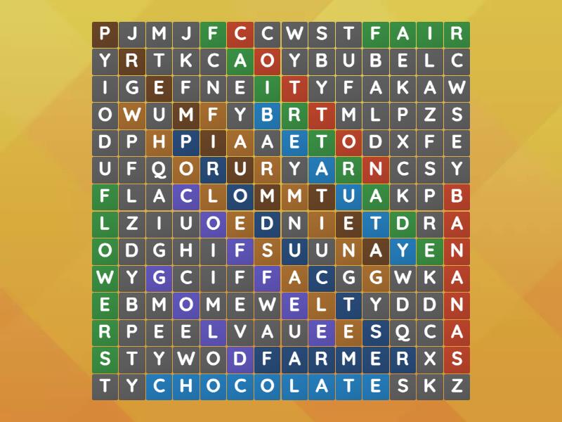 Fairtrade wordsearch - Sopa de letras