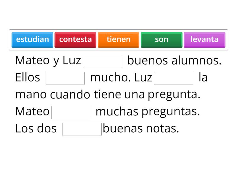 Los Verbos En Oraciones Complete The Sentence