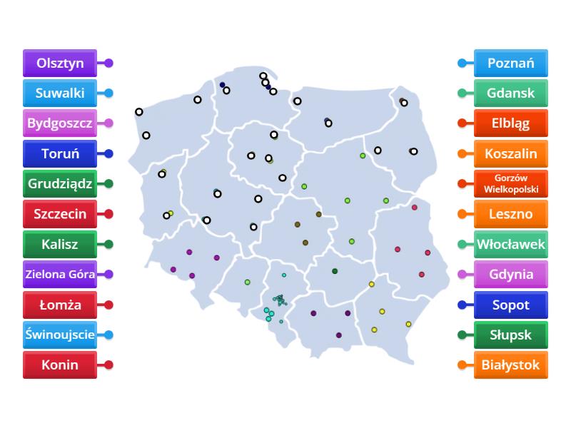Miasta na prawach powiatu - Polnoc Polski - Labelled diagram