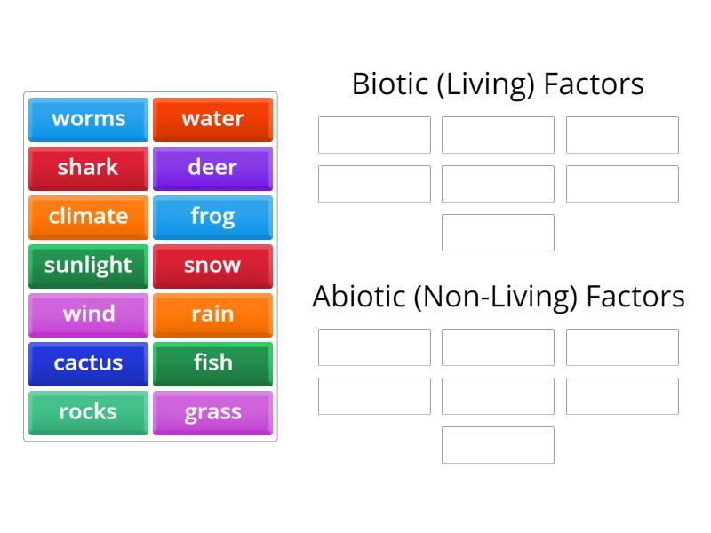 Biotic and Abiotic Factors - Group sort