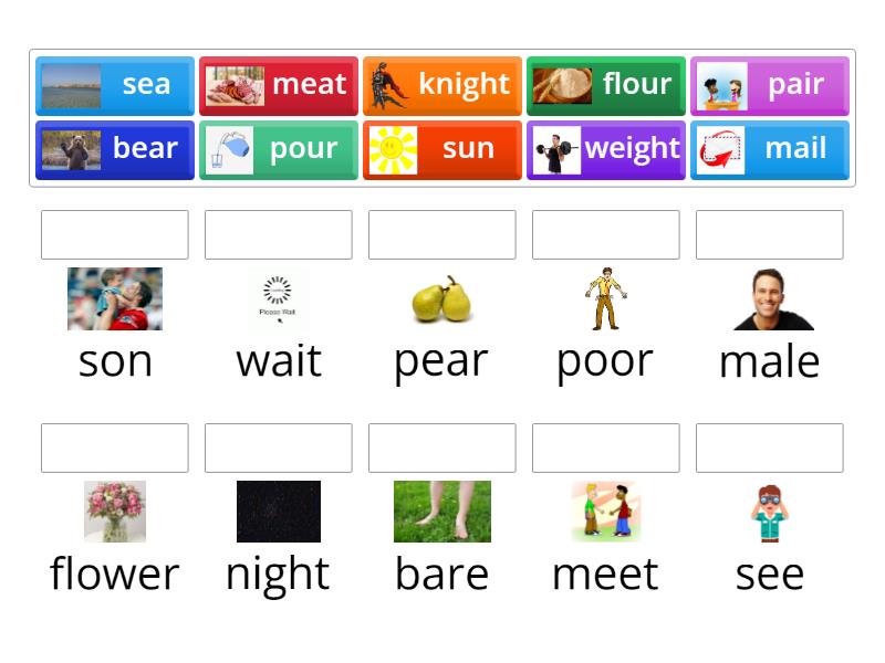 homophones - Match up