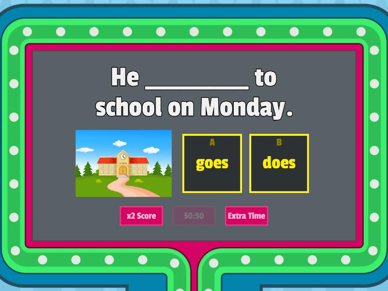 Tricky/Sight words - Goes, Does - Finish the sentence - Game show de TV