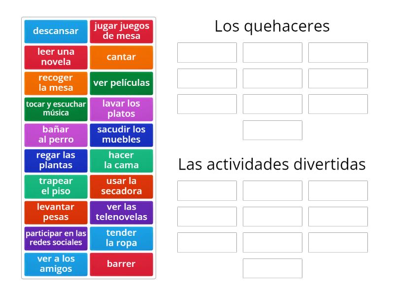 Son quehaceres o son actividades divertidas? - Group sort