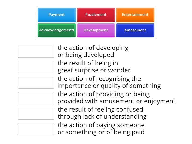 -ment word definition match - Match up