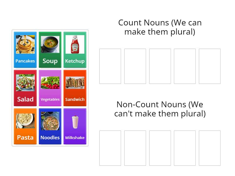 Count vs non count nouns (Unit 5 Kids 3A) - Group sort