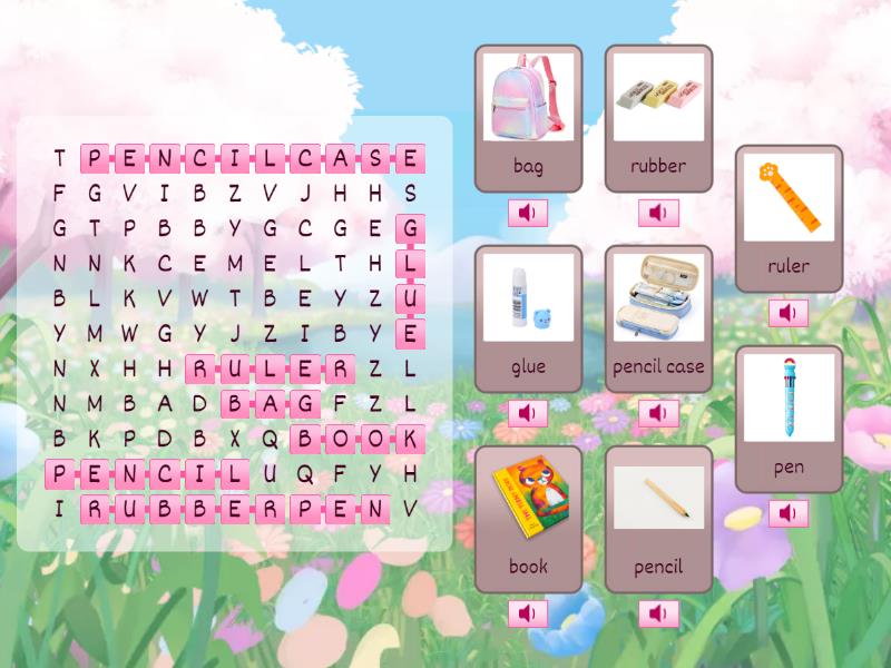 AS1 U2 School objects - Wordsearch