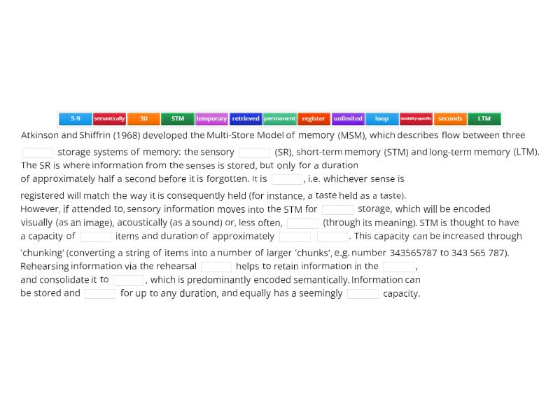 The Multi-Store Model of Memory (MSM) - Missing word