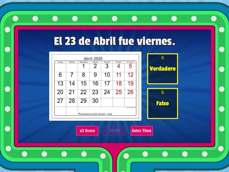 Calendario juego - Gameshow quiz