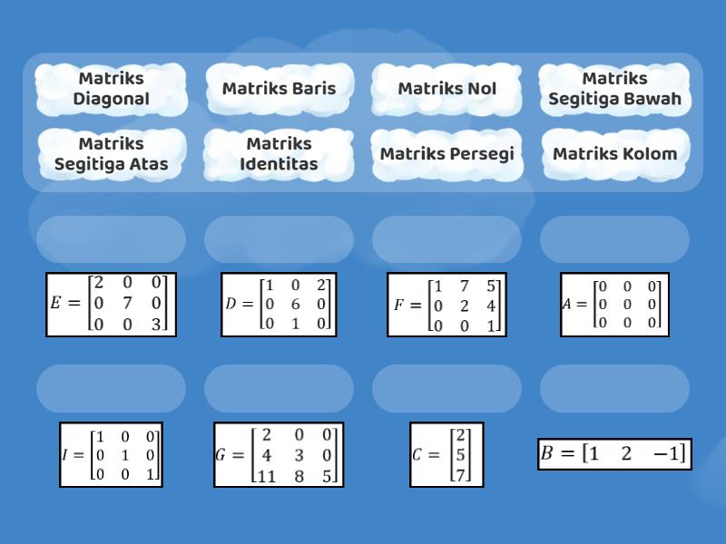 Pasangkan Jenis-jenis Matriks Berikut! - Match up