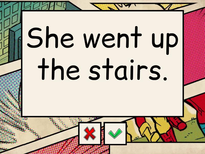 I went up the stairs. to go up the stairs - Flash cards