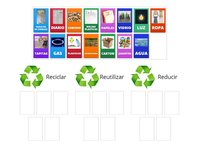 Reciclar, reutilizar y reducir - Ordenar por grupo