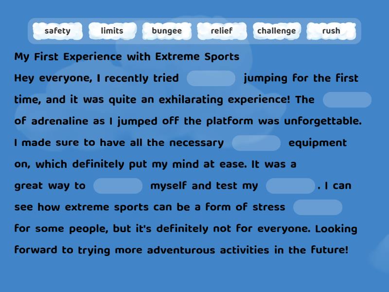 Extreme sports: Vocabulary for speaking and writing tasks - Complete ...