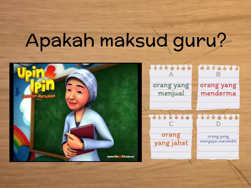 Adab terhadap guru ( subjek Pendidikan Islam tahun 4) - Kuis