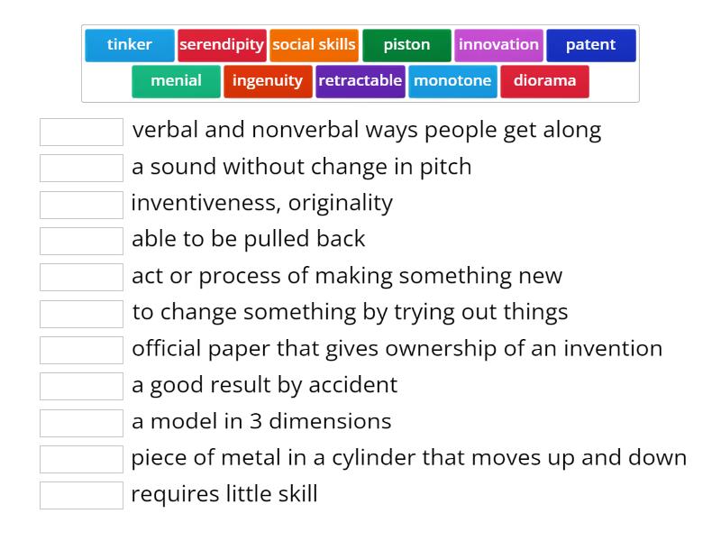 Intro Vocab - Match up