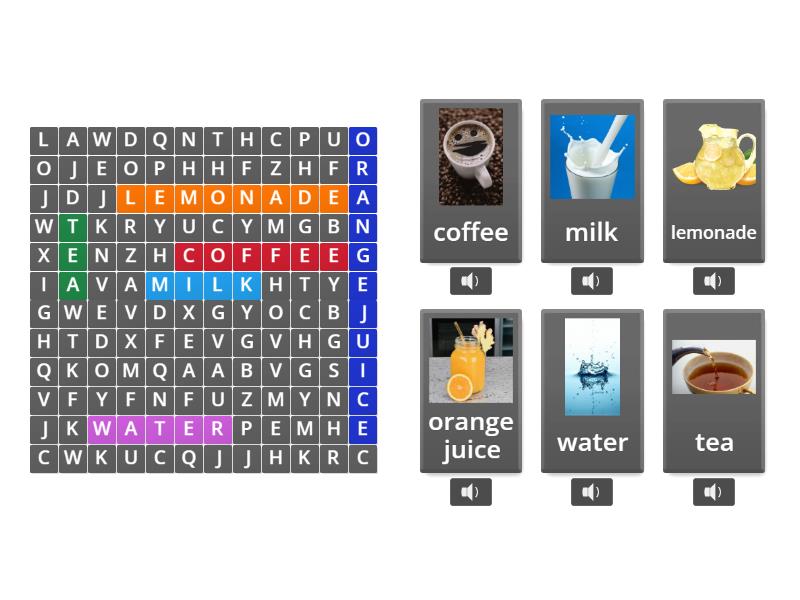 DRINKS -- WORD SEARCH - Mencari Kata