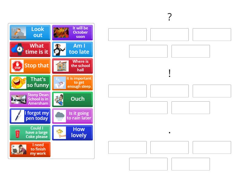End of sentence punctuation - Group sort