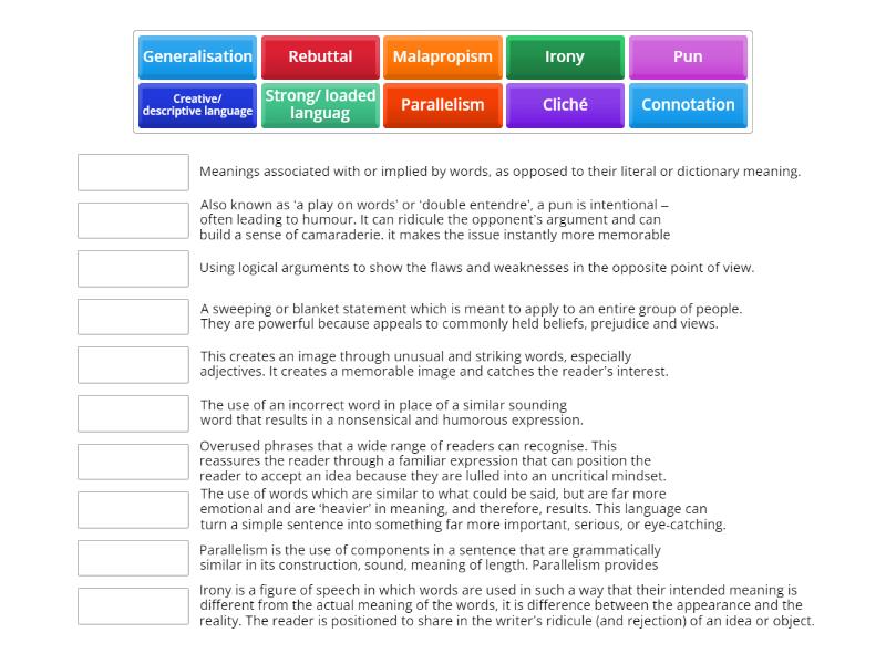 persuasive language techniques - Match up