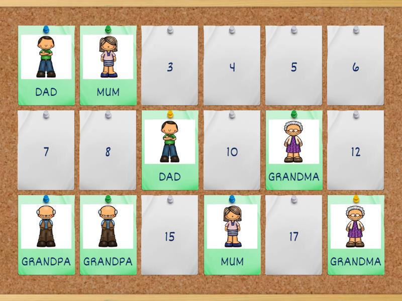 Memory game - family members PrepB2 - Matching pairs