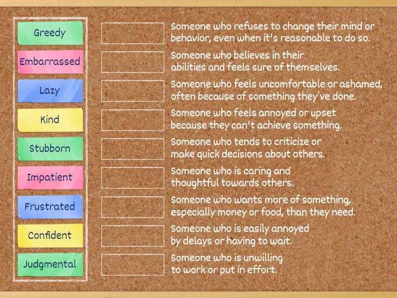 Character traits snack attack - Match up
