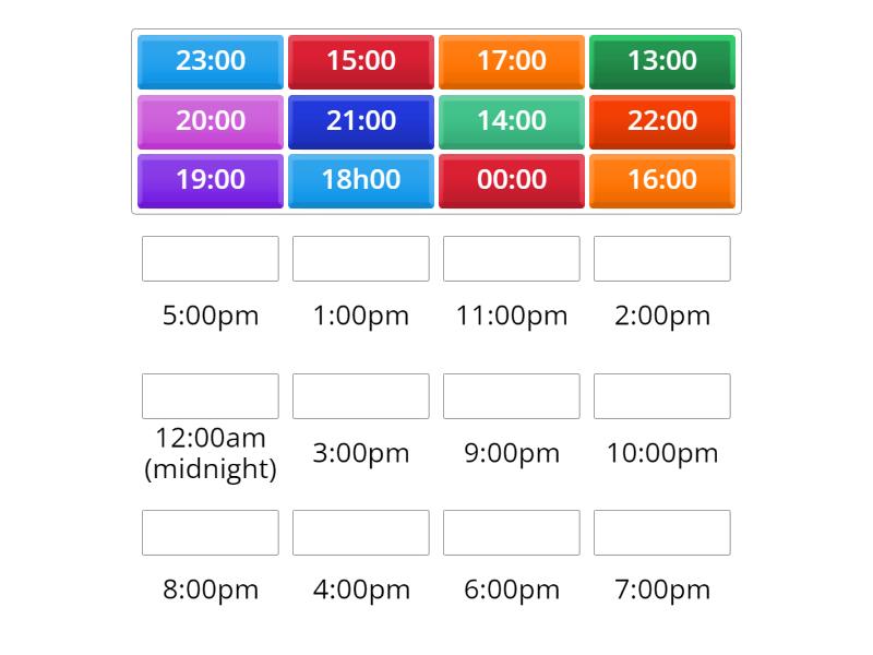 Convert to the 24 HOUR CLOCK - Match up