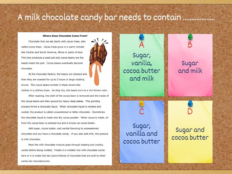 Grade 3 Reading Practice - Where does chocolate come from? - Quiz
