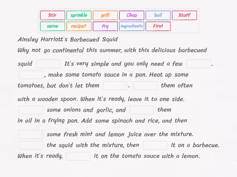 Recipe speakout elementary - Complete the sentence