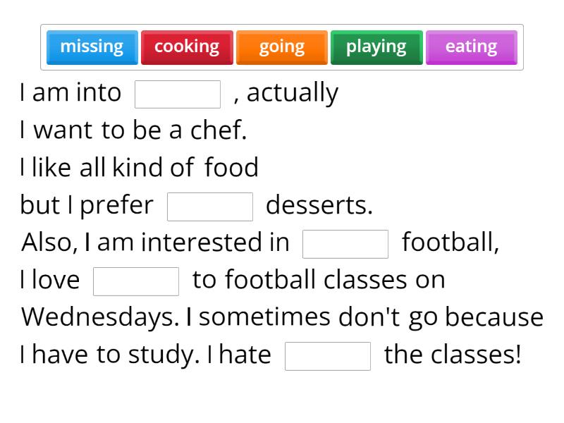 V + ing - Complete the sentence