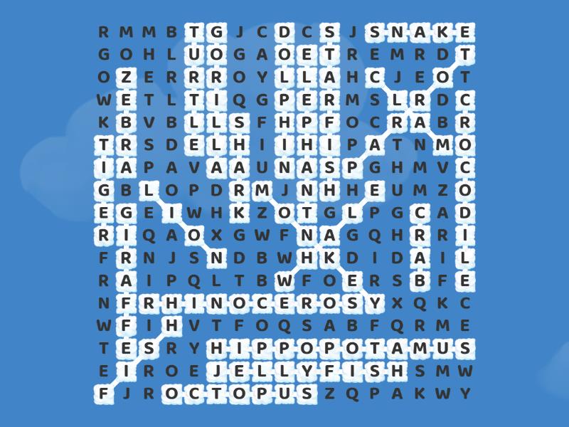 Safari Animals Unit 4 - Wordsearch