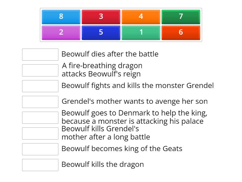 Storyline of Beowulf - Match up