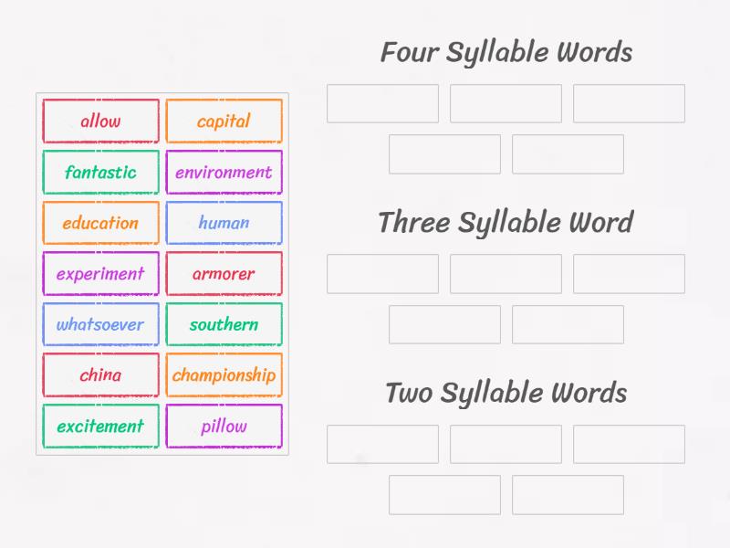 Syllable Word Sort - Group sort