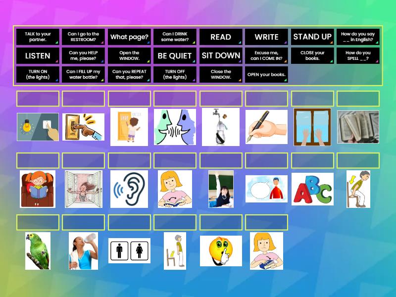 Classroom Language - Match up