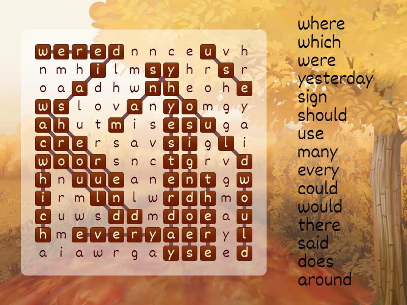 4th Grade Red Words - Wordsearch