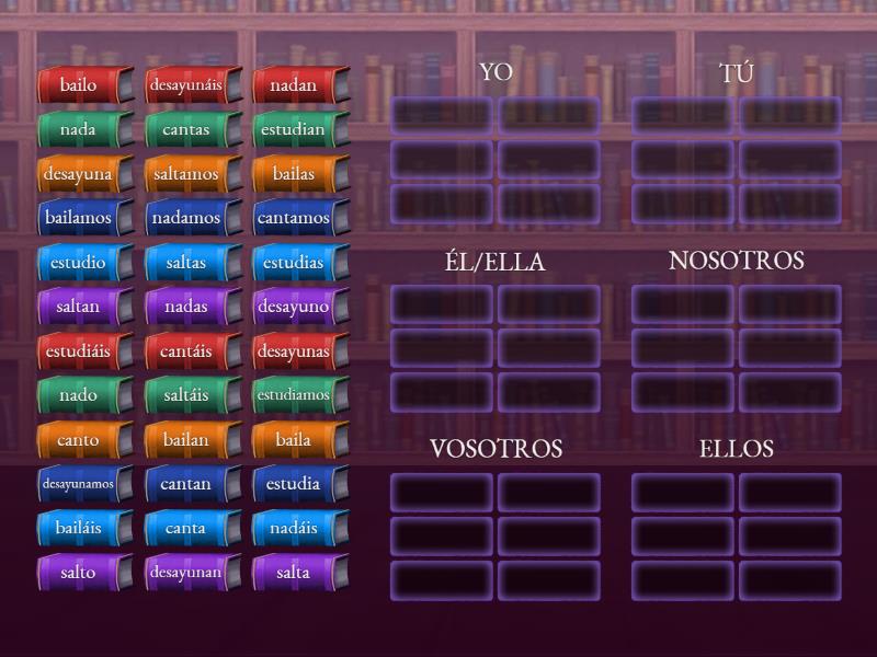 Verbos Ar Presente Completo Group Sort