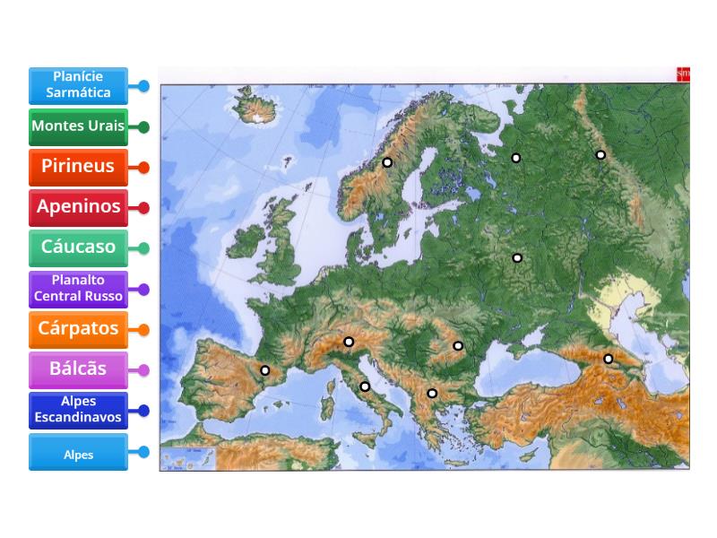 Relevo da Europa - Labelled diagram