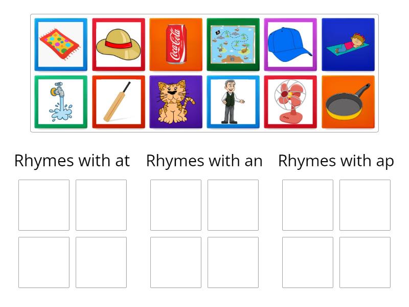 Sort the Rhyming Words- 'at', 'an', 'ap' - Ordenar por grupo