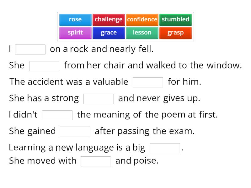 I3Unit4ChangingLives- Poem FITB - Complete the sentence