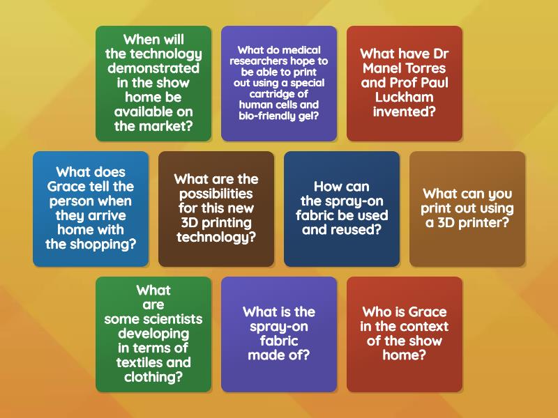 Flip tiles Questions. Retelling "Tomorrow's world" - Fichas giratorias