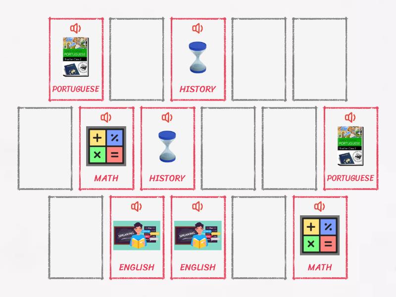 School subjects - Matching pairs