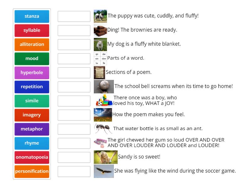 Figurative Language/Poetry Examples Review - Match up