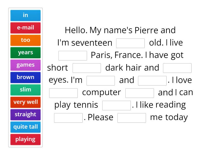 Text for beginners - Completar la frase