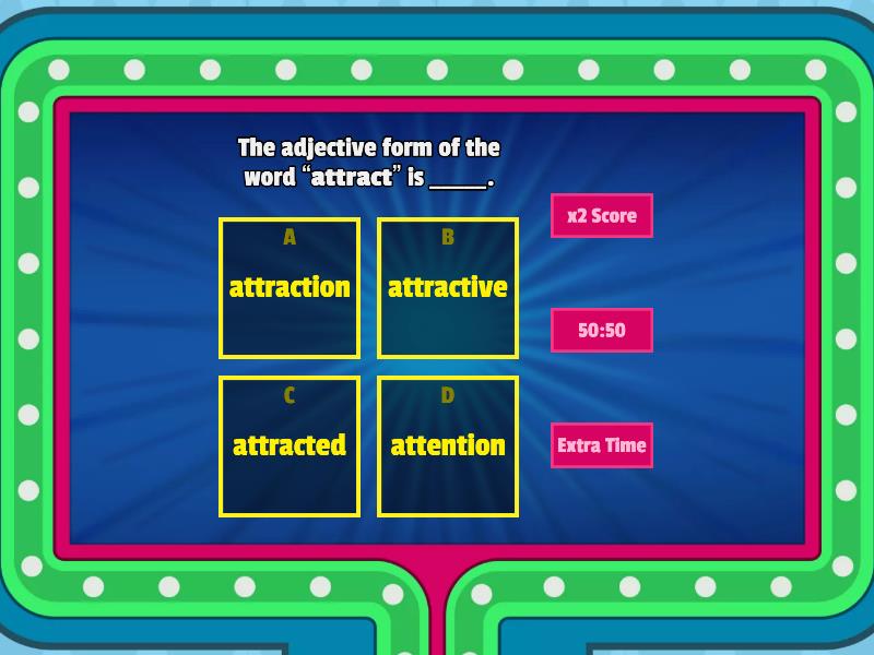Forming Adjectives Assessment - Gameshow quiz