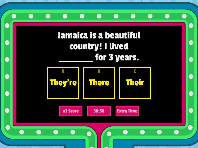 Homophones: To vs Two vs Too and They're vs There vs Their - Gameshow quiz