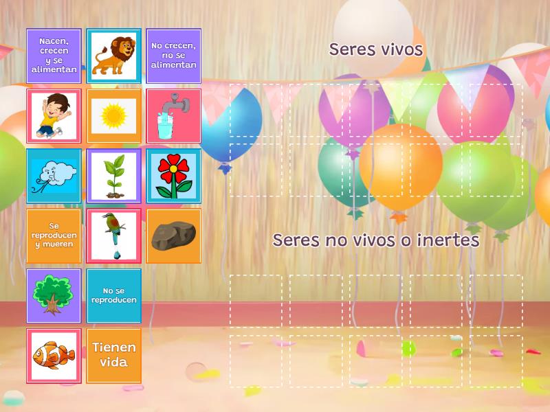 Los seres vivos y no vivos o inertes - Group sort