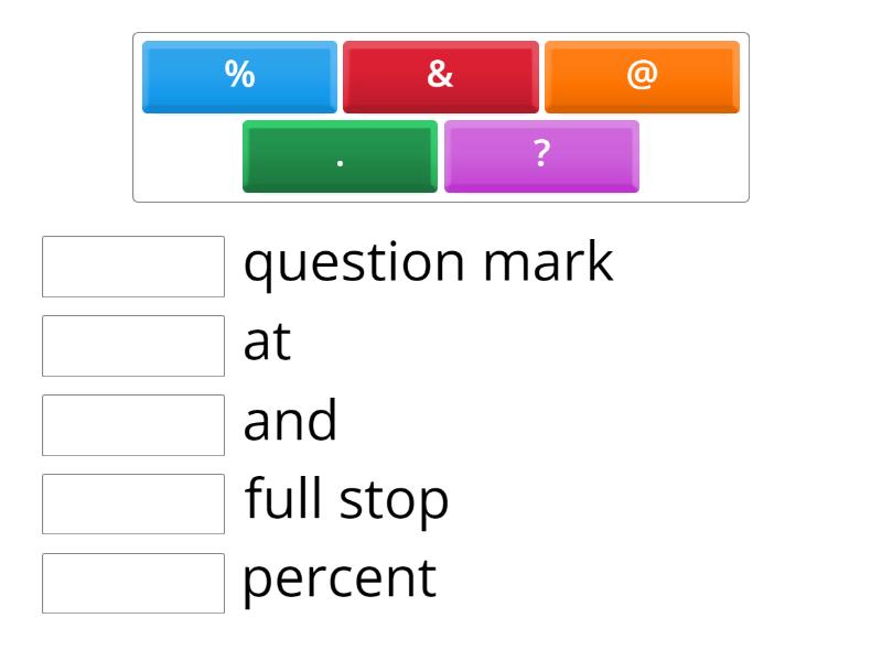 Basic punctuation and symbols - Match up