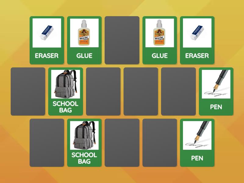 SCHOOL OBJECTS - Matching pairs