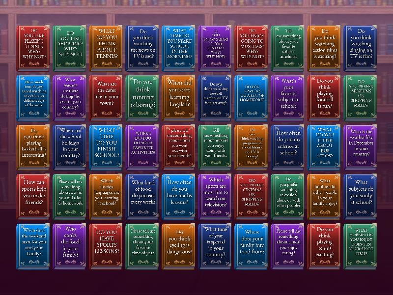 Magic Library - KET Speaking Exam Practice Questions - Flip tiles