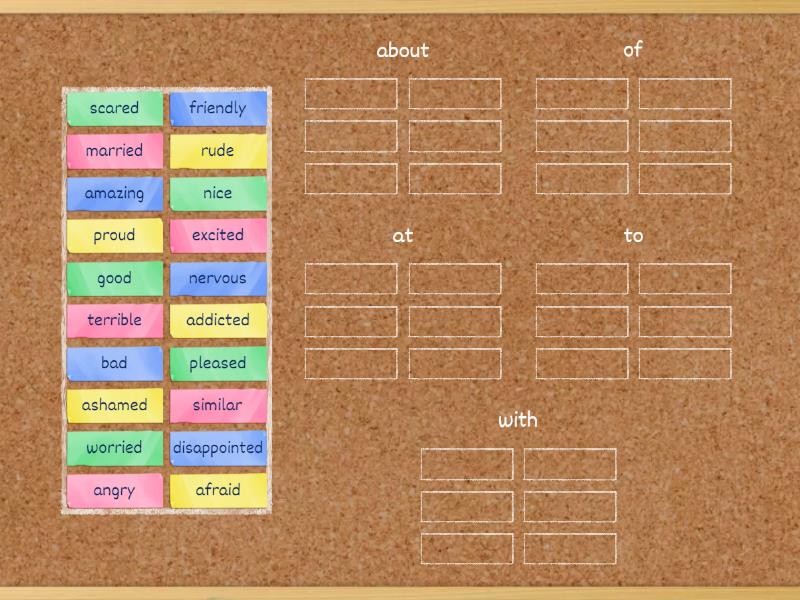 6B Ch.6 Adjectives + Prepositions - Group sort