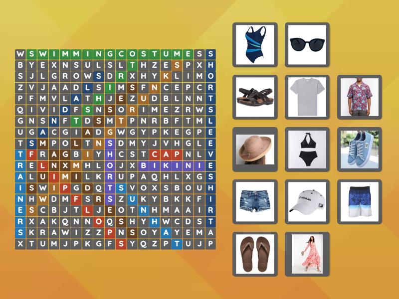 Summer Clothes Word-search - Wordsearch