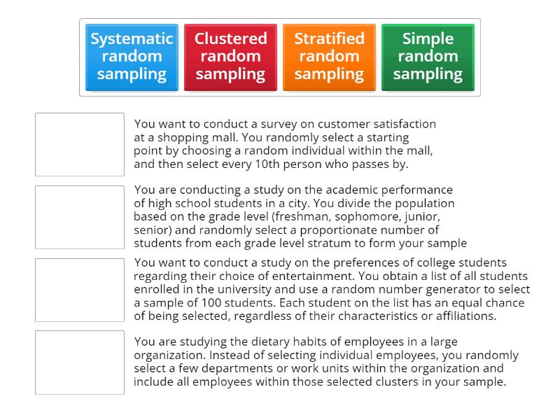 Types of random sampling - Match up